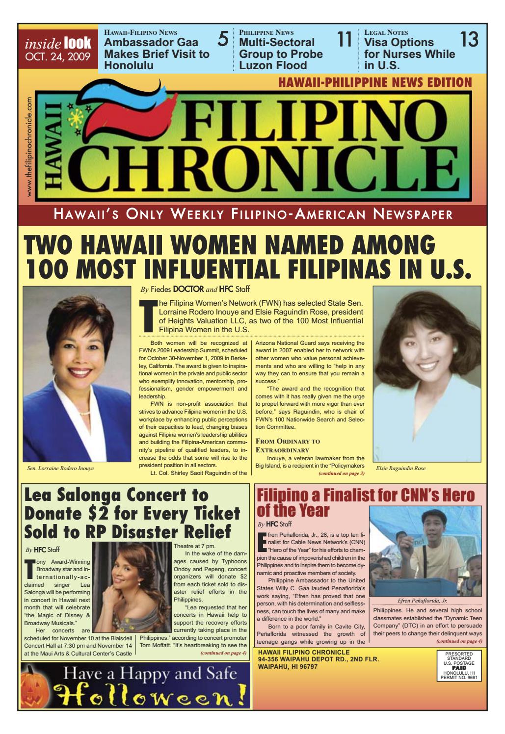 Hawaii Filipino Chronicle News - October 24, 2009 by Hawaii Filipino ...