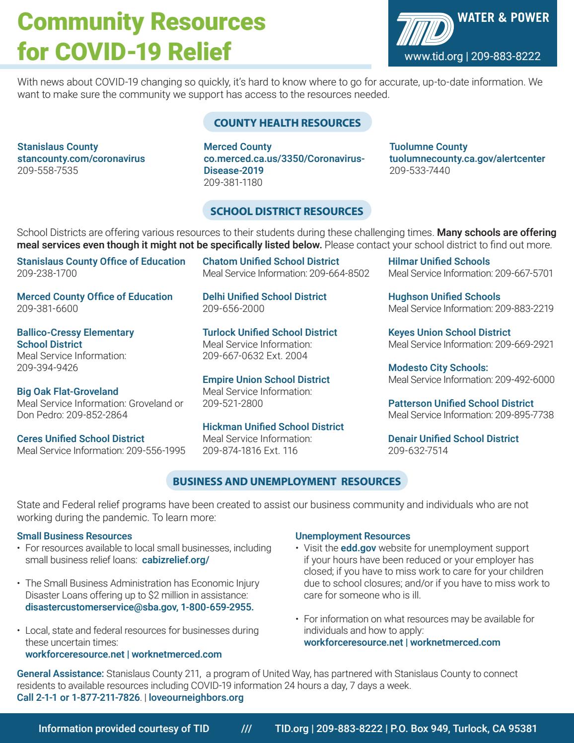 Community Resources Fact Sheet by Turlock Irrigation District - Issuu