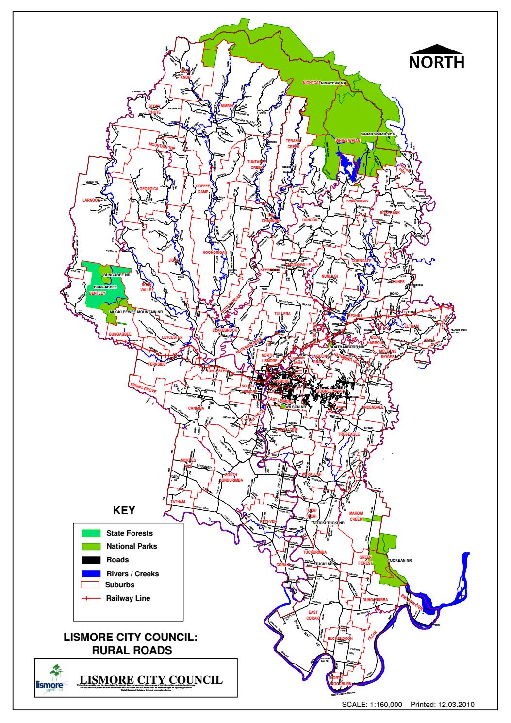 lismore_rural_roads_suburbs_map2010 by Lismore City Council - Issuu