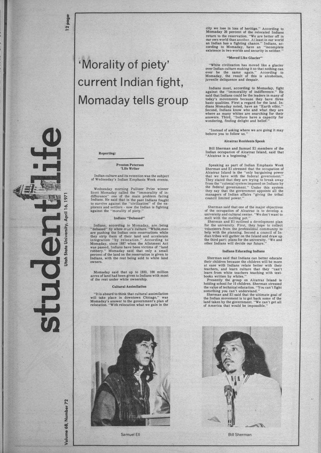 Student Life, April 16, 1971, Vol. 68, No. 72 by USU Libraries - Issuu