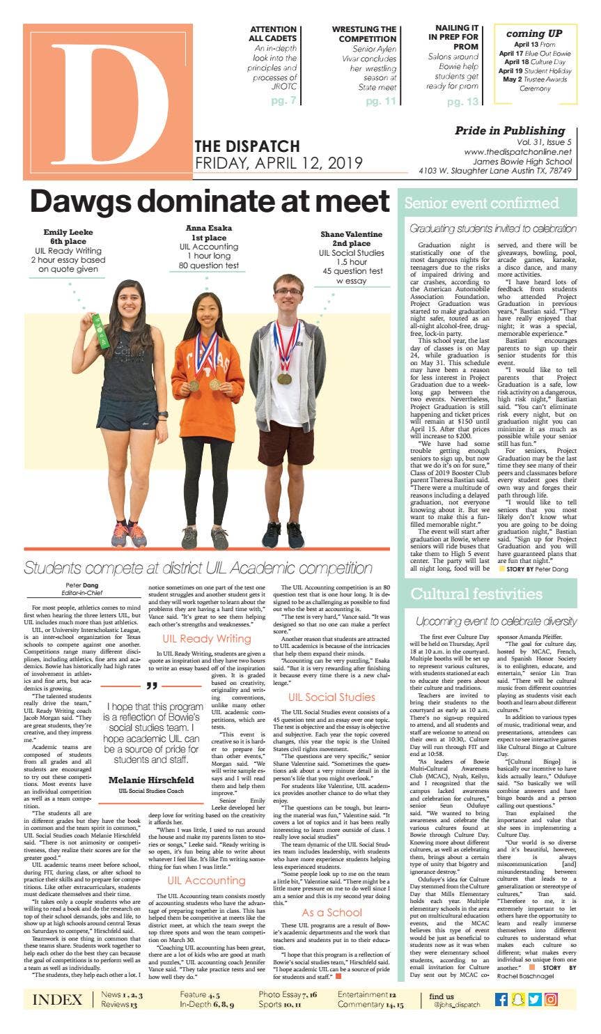 The Dispatch, Vol. 31, Issue #5, 04.12.19 by The Dispatch - Issuu