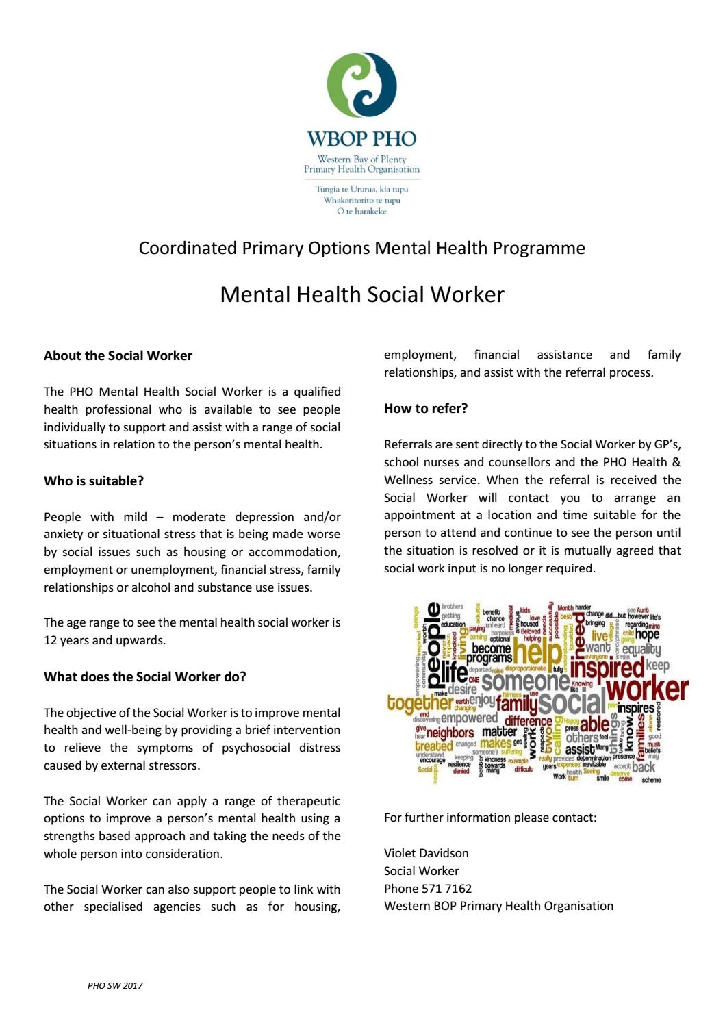 Social Worker - client information leaflet by WBOP PHO - Issuu