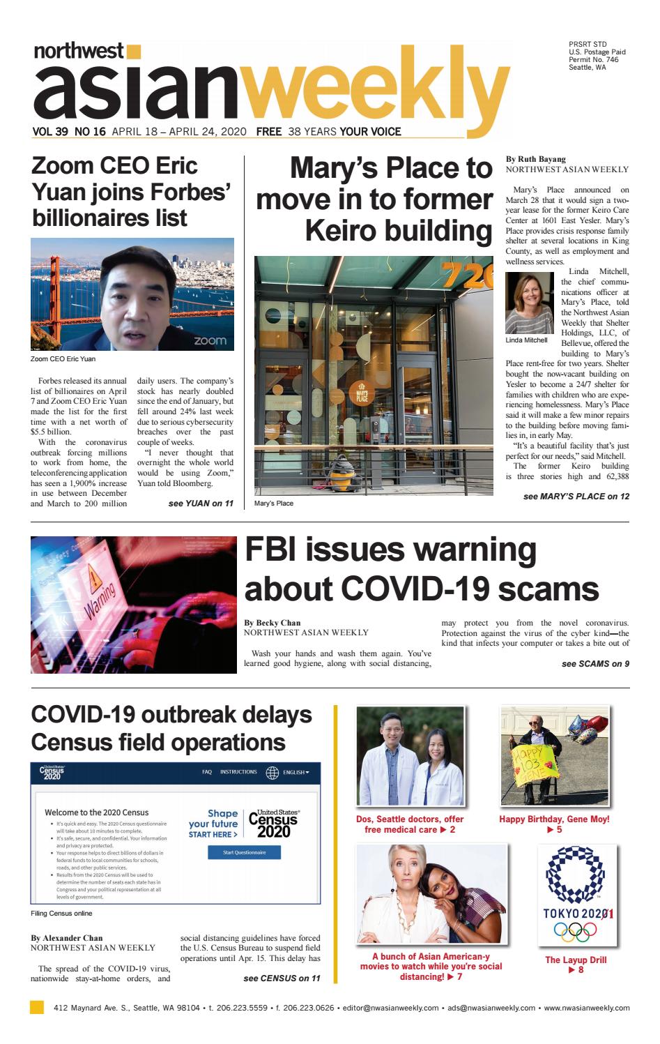 VOL 39 NO 16 | APRIL 18 - APRIL 24, 2020 by Northwest Asian Weekly - Issuu