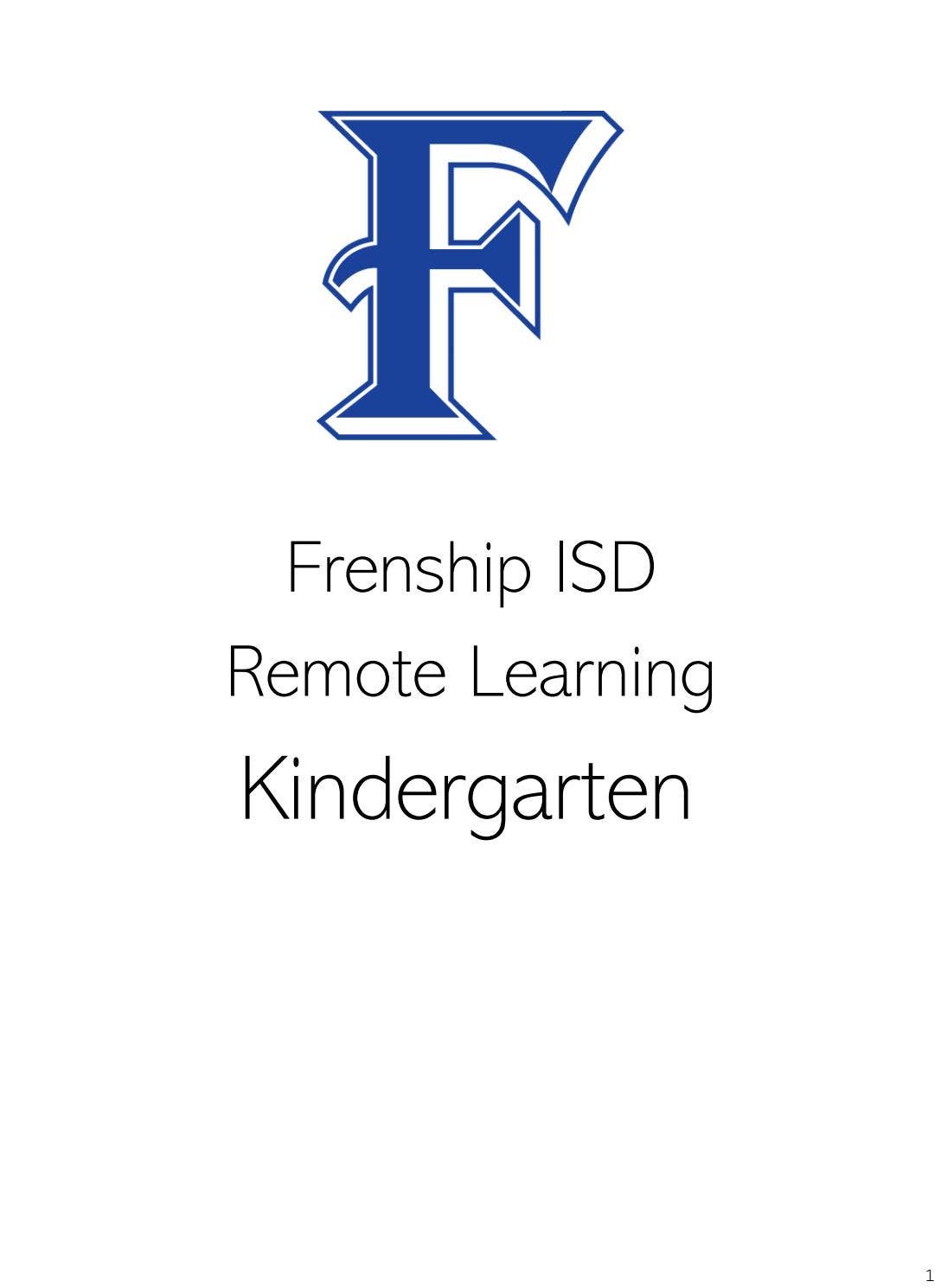 Kindergarten Remote Learning May 11-15 by Frenship ISD - Issuu