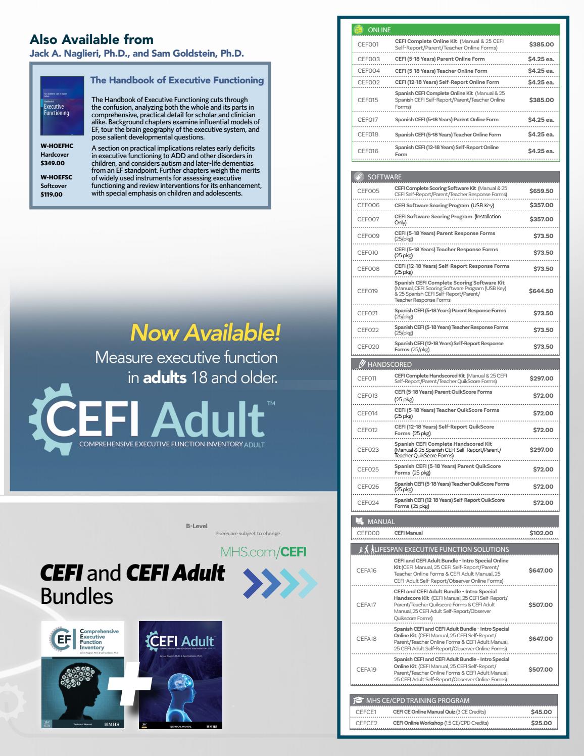 Comprehensive Executive Function Inventory (CEFI) - 2020 Brochure by ...