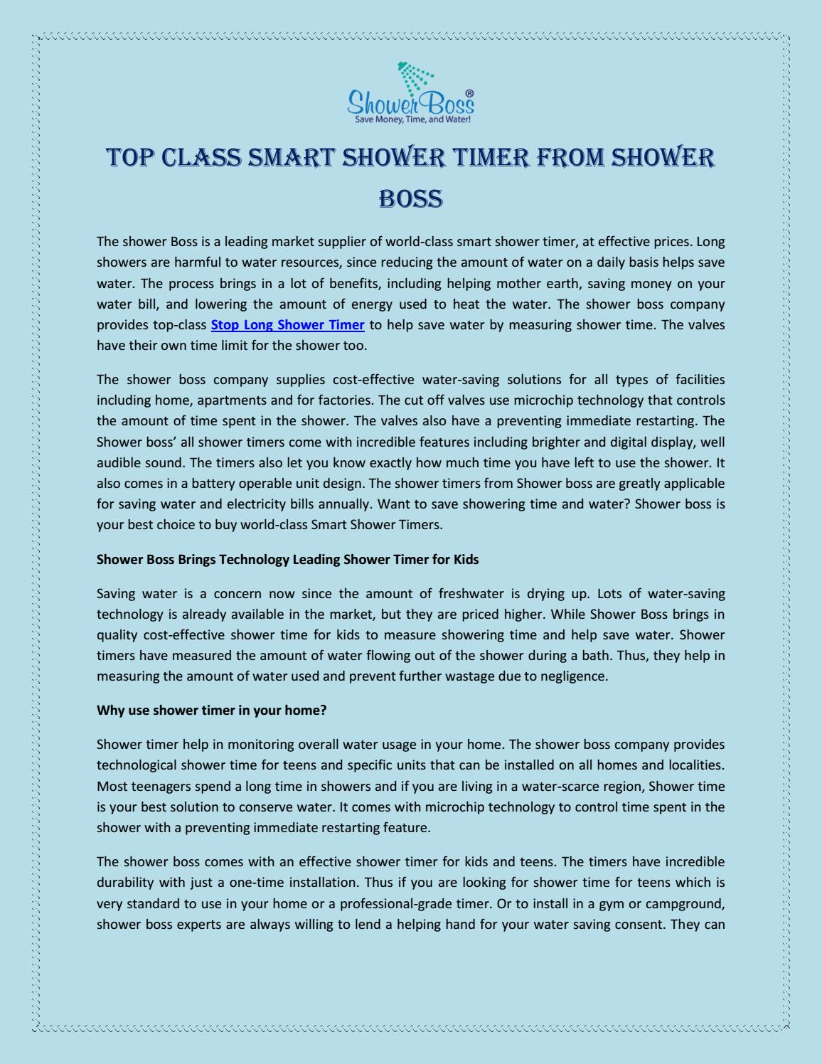 Top Class Smart Shower Timer from Shower Boss by Sequoia Innovative ...