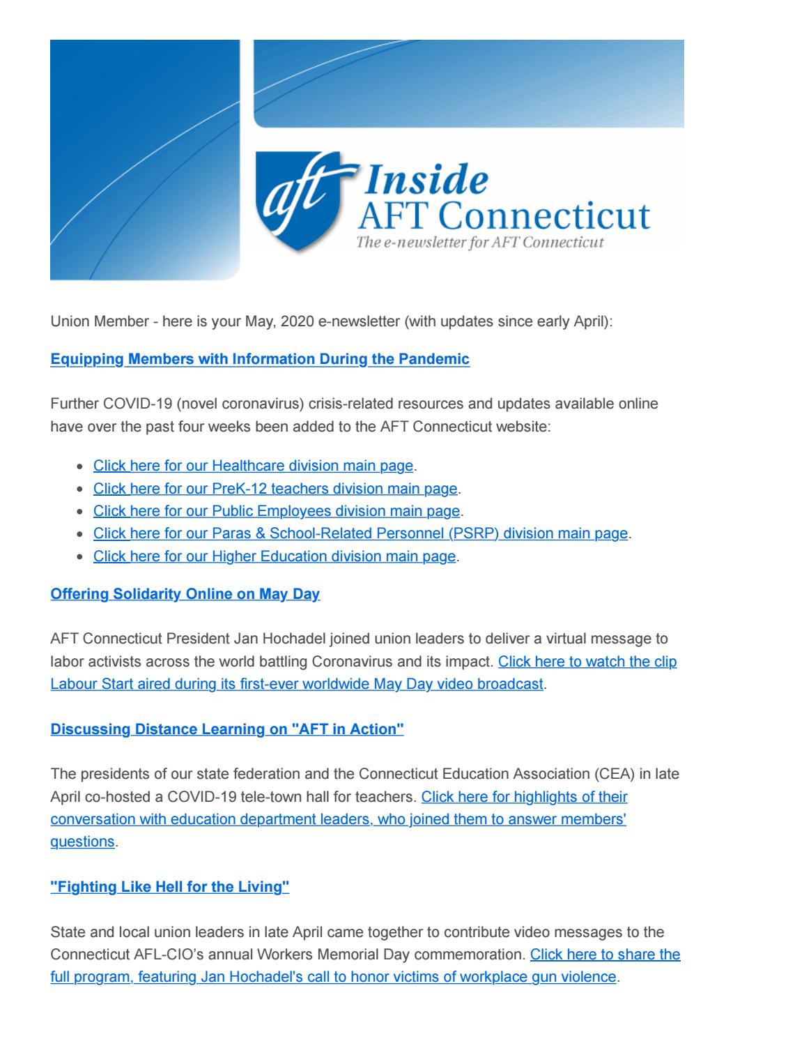 May 2020 "Inside AFT CT" by AFT Connecticut - Issuu