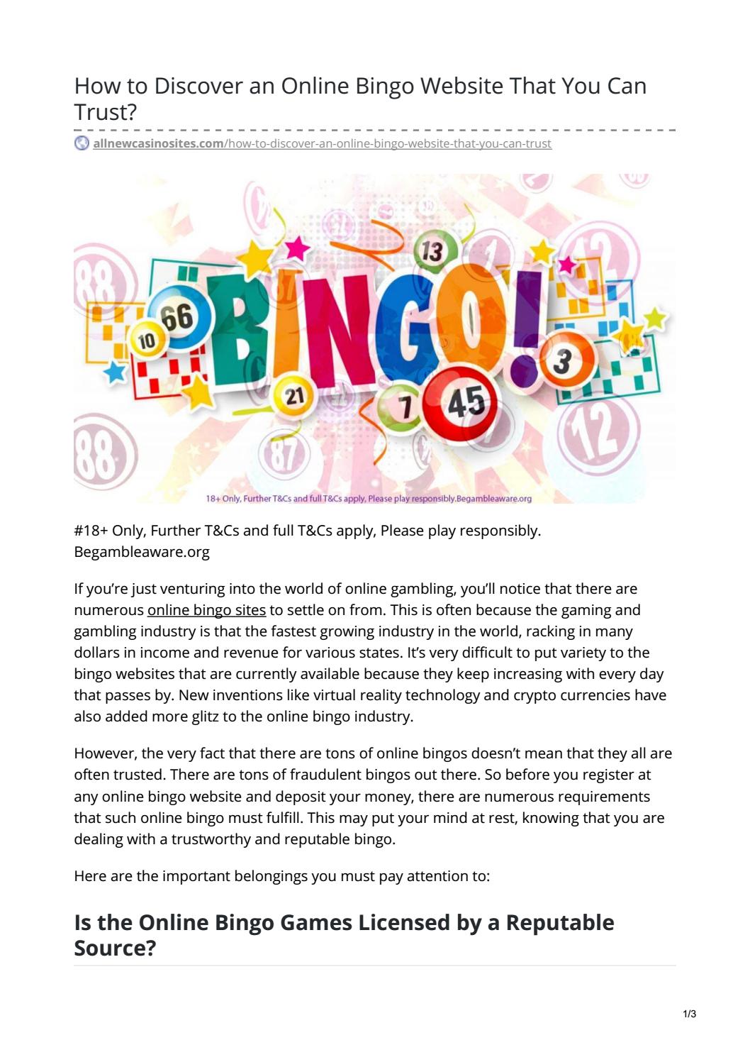 How to Discover an Online Bingo Website That You Can Trust? by Global ...