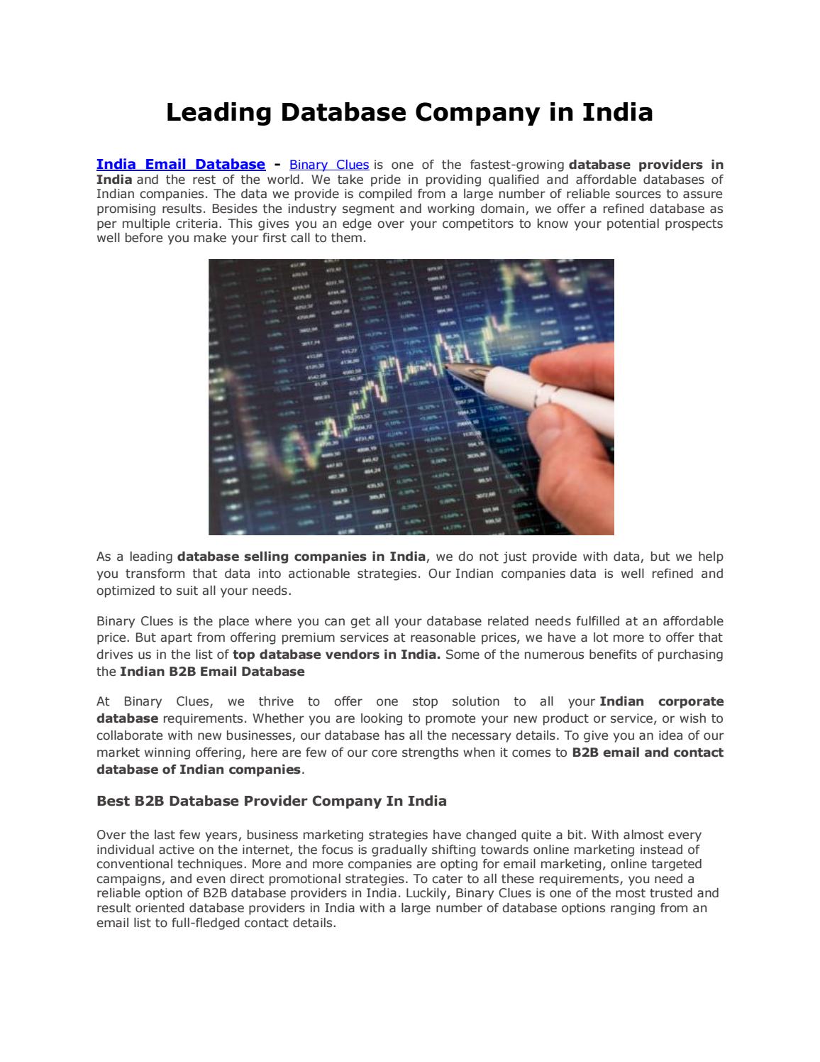 Leading Database Company in India by India Database Company - Issuu