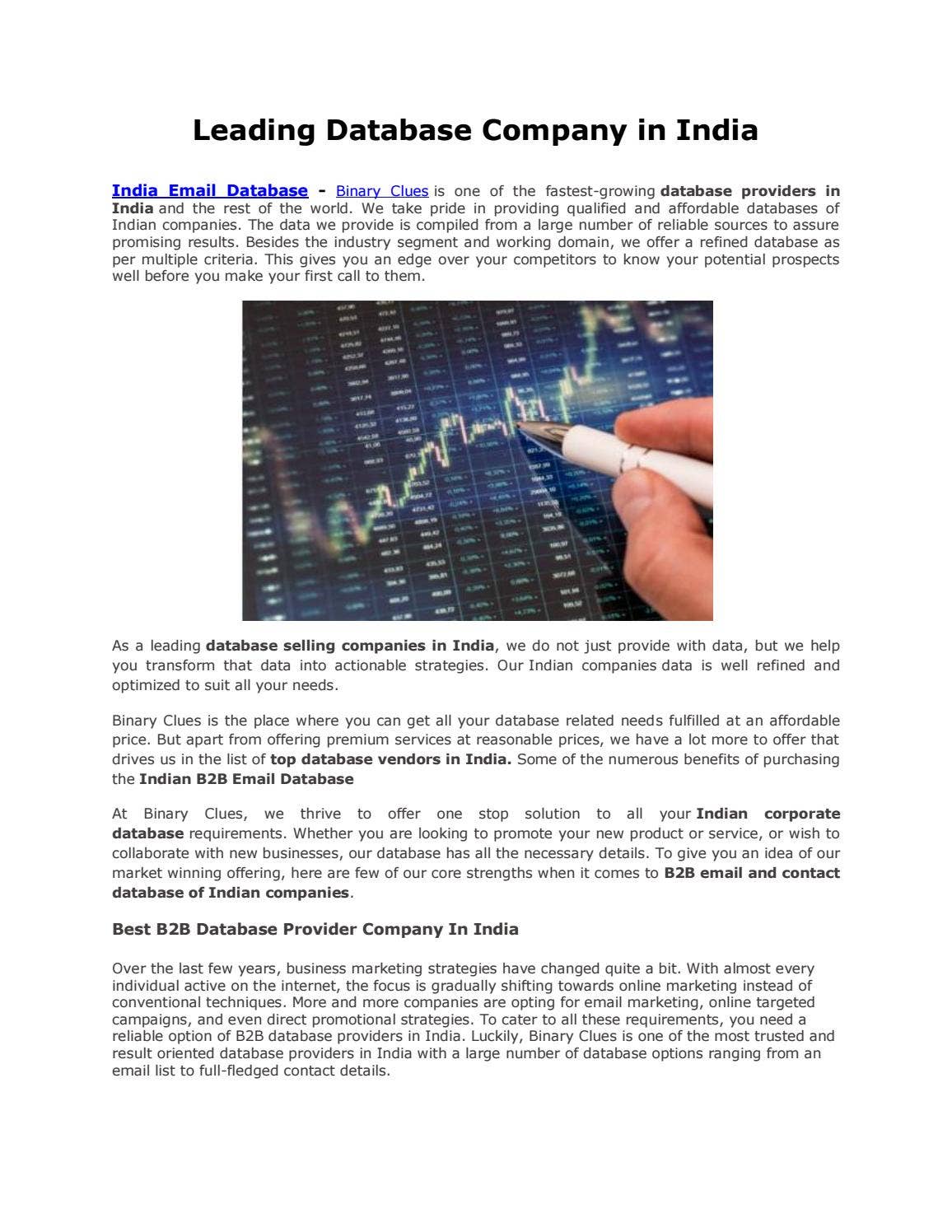 Leading Database Company in India by India Database Company - Issuu