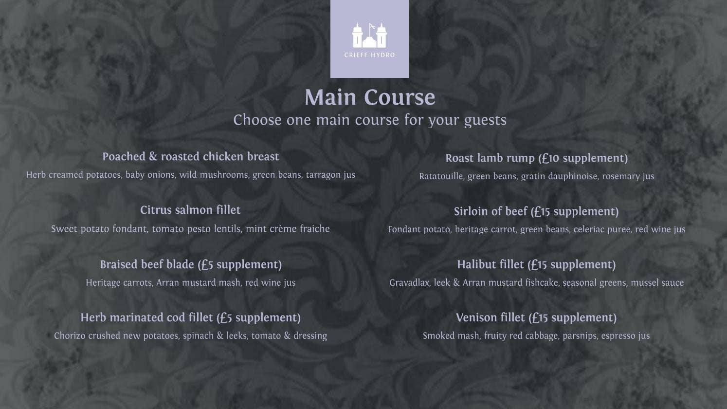 Sample Wedding Menus for Crieff Hydro by Crieff Hydro Family of Hotels ...