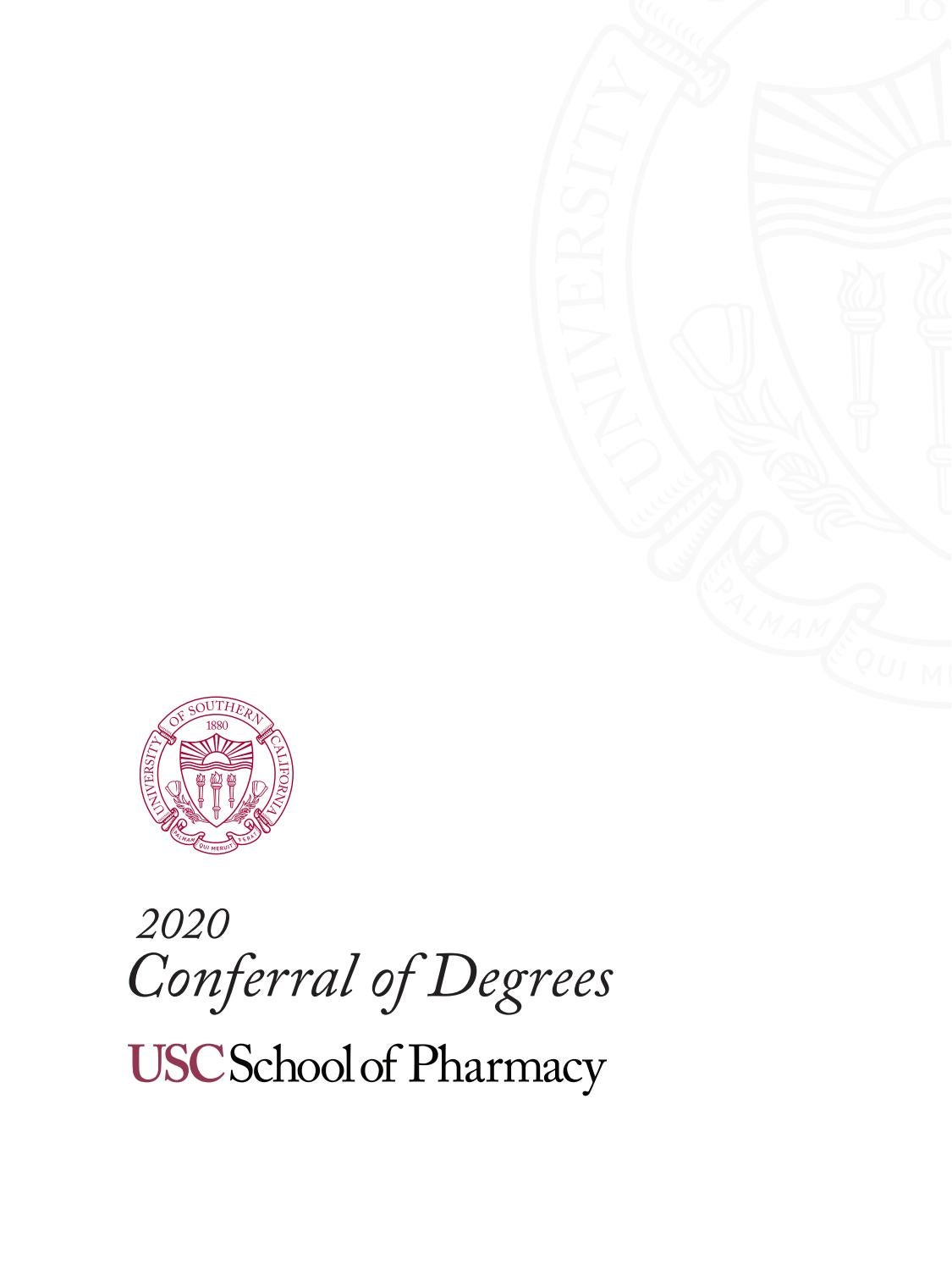 2020 Conferral of Degrees - USC School of Pharmacy by USC Mann School ...
