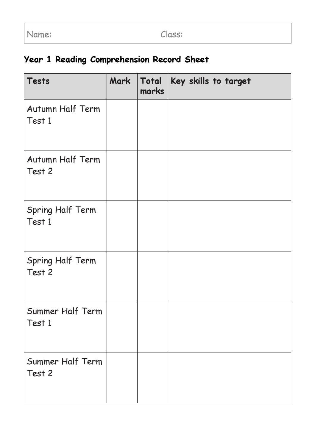 Collins Tests & Assessment - Year 1/P2 Reading Comprehension Progress ...