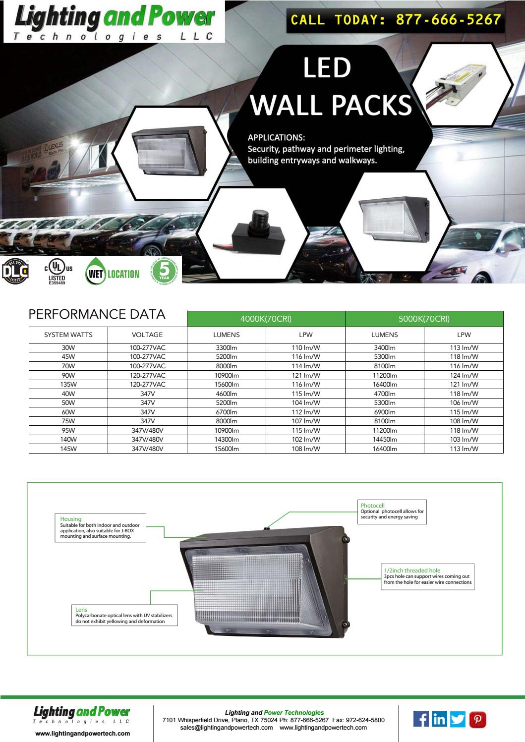 LED WALL PACKS- PLASTIC OR GLASS FIXTURES AVAILABLE- LIGHTING AND POWER ...