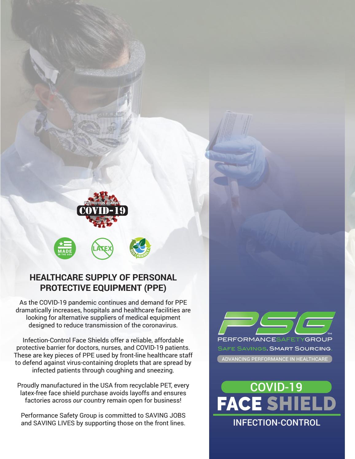 PSG Covid-19 Face Shield • Infection-Control • 11 x 12" • LATEX-FREE ...