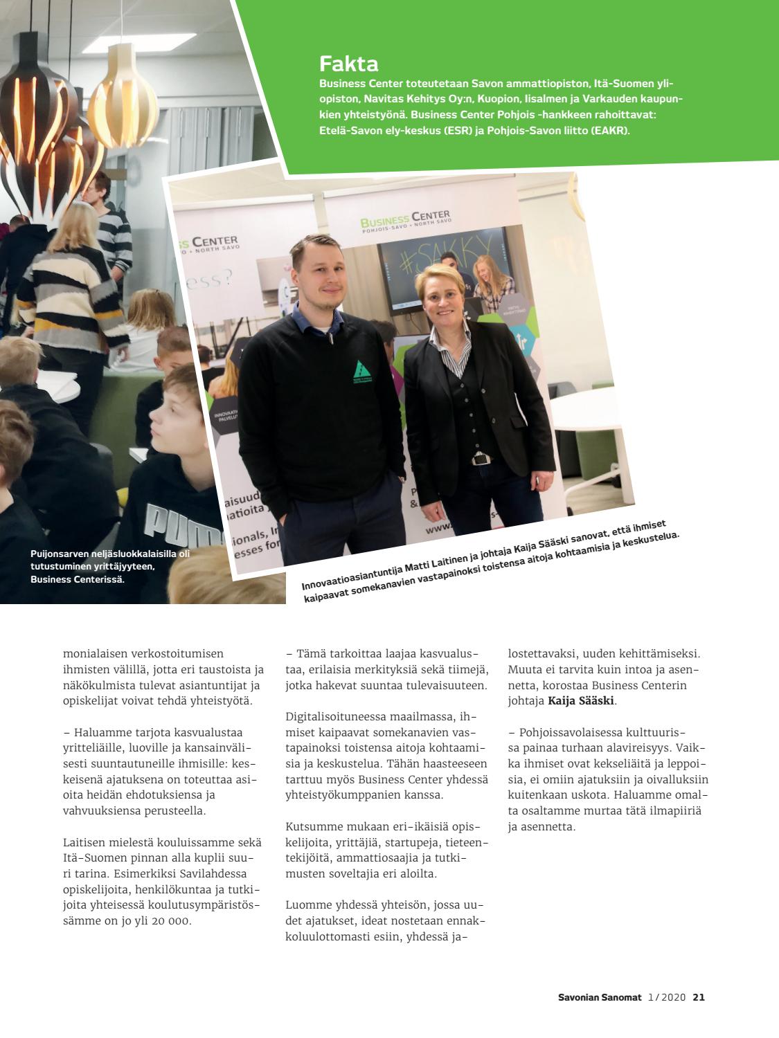 Savonian Sanomat 1/2020 by Savonia UAS - Issuu