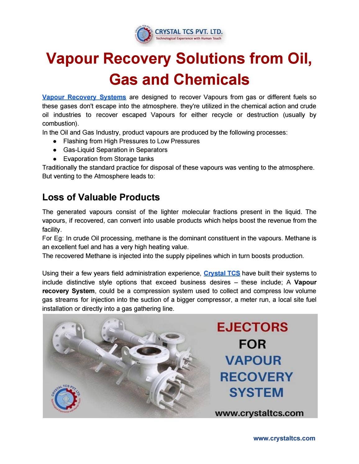 Vapour Recovery Solutions from Oil, Gas and Chemicals by crystaltcs - Issuu