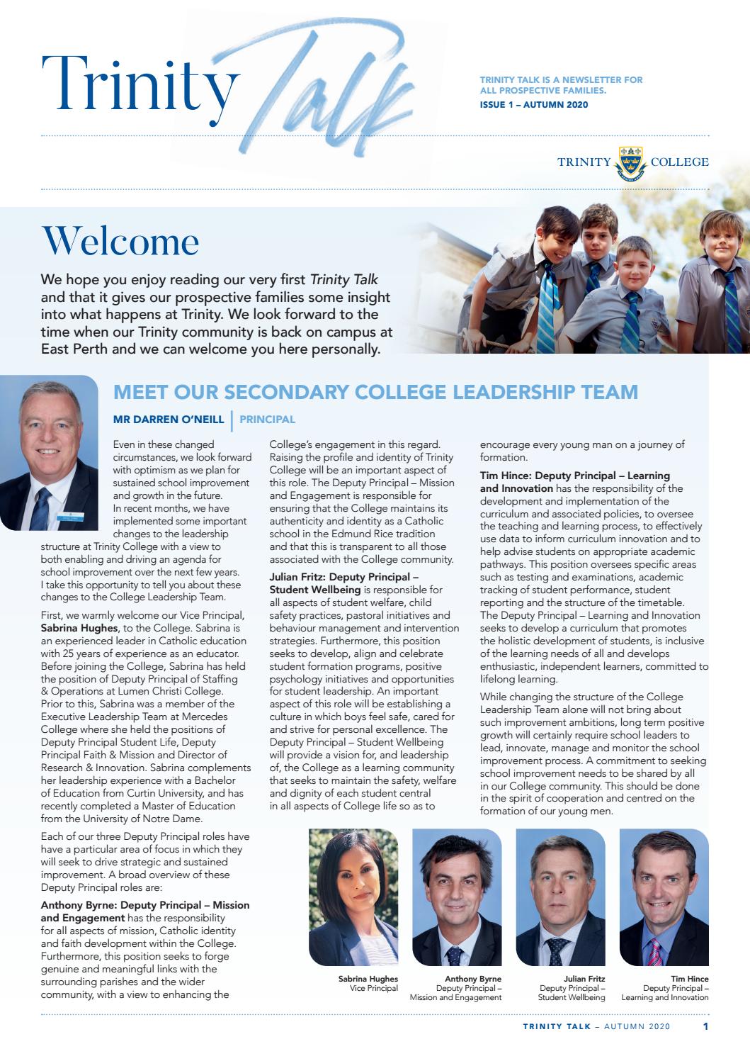 Trinity Talk Magazine – Autumn 2020 by Trinity College, Perth - Issuu
