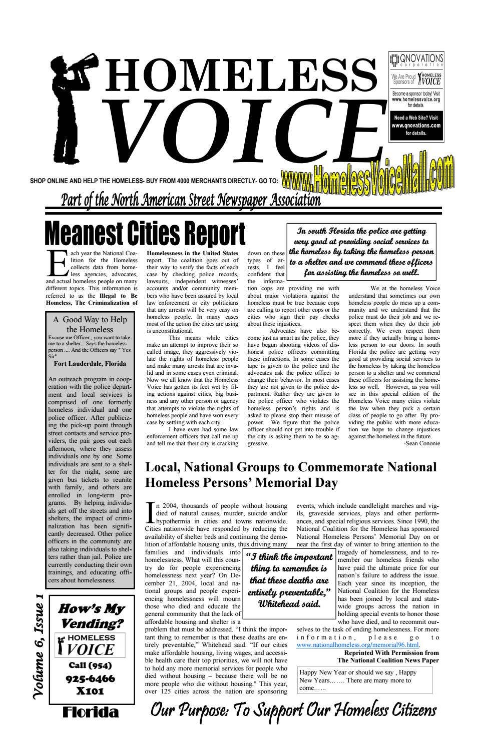 Homeless Voice; Meanest Cities Report by Homeless Voice - Issuu