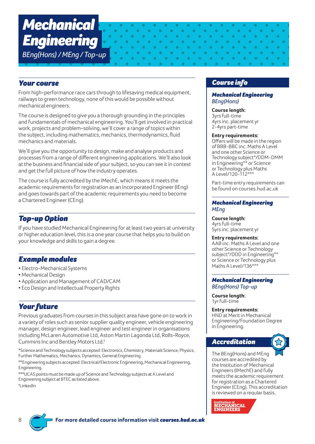 Mechanical Engineering Undergraduate Guide 2021/22 by University of ...