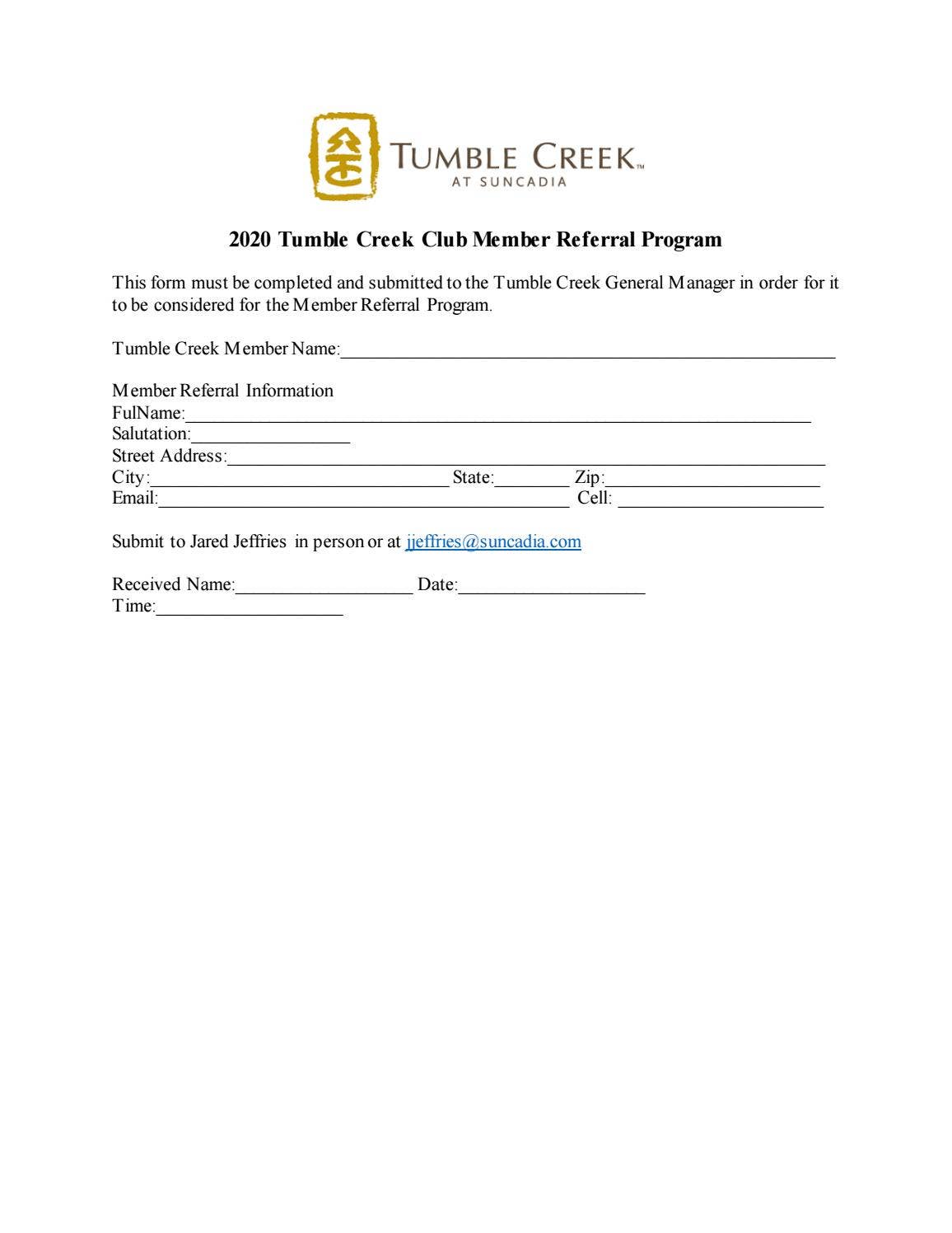 2020 Tumble Creek Club Membership Referral Program by Suncadia Resort ...