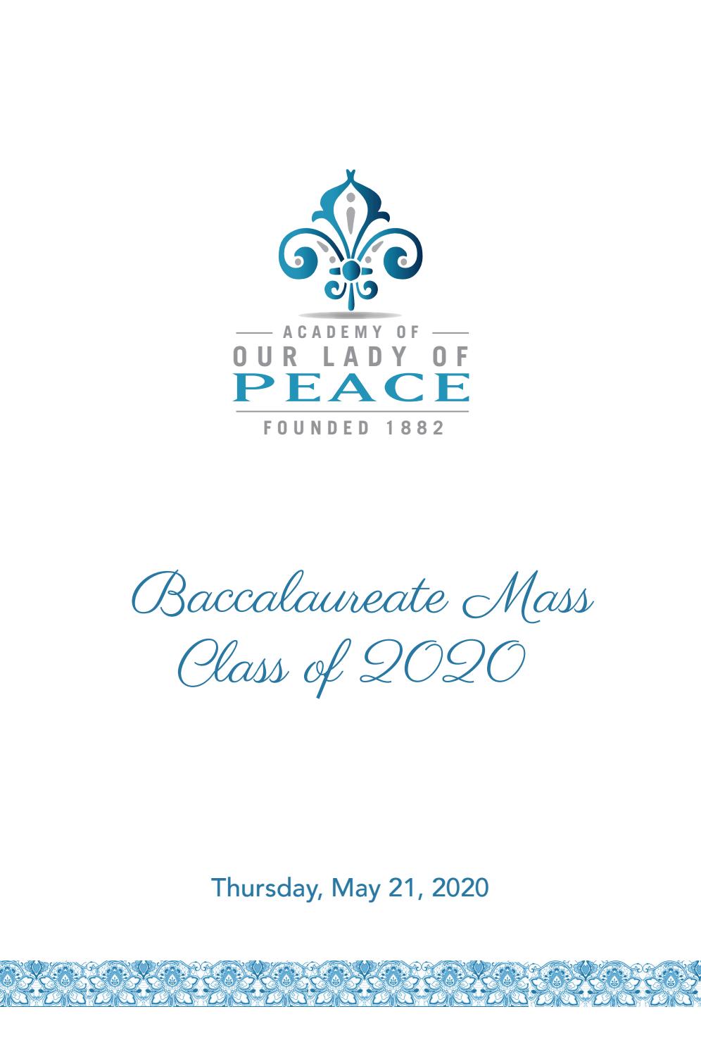 2020 Baccalaureate Mass Program by Academy of Our Lady of Peace - Issuu