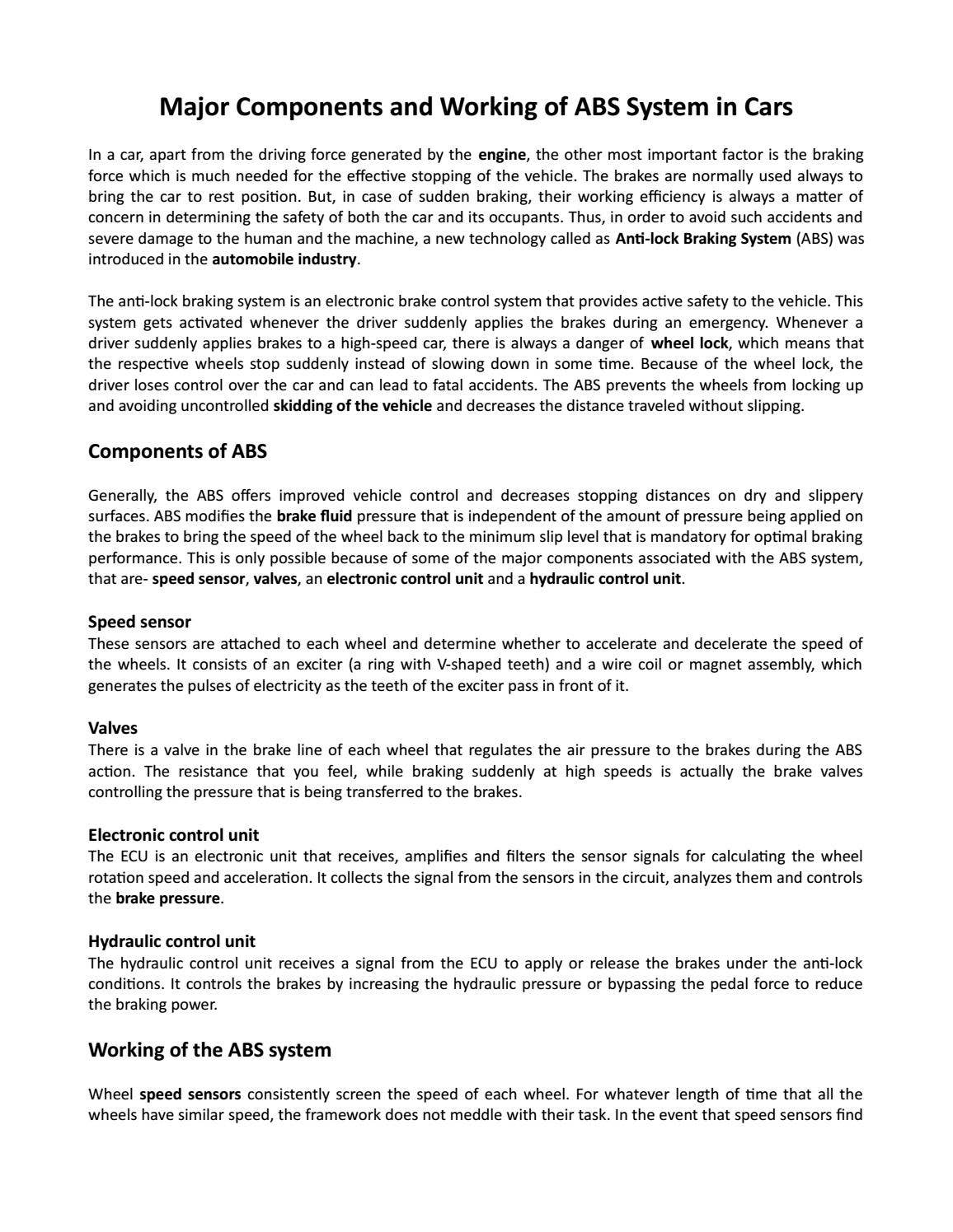 Major Components and Working of ABS System in Cars by Medway Imports ...