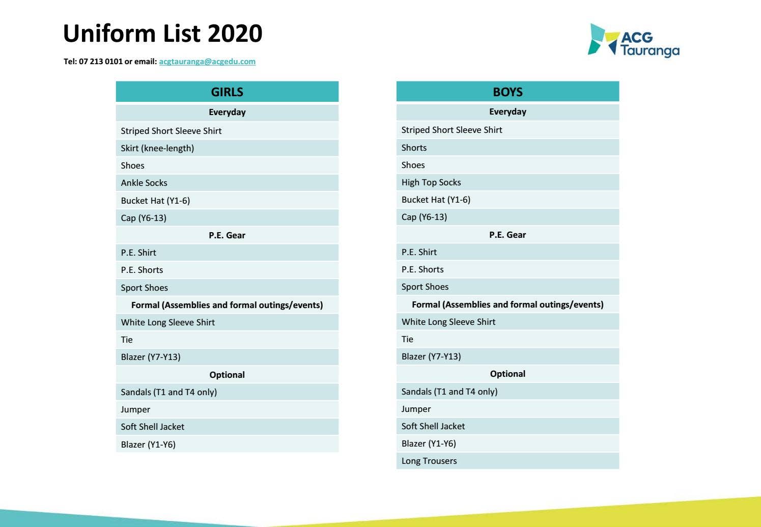 ACG Tauranga student uniform list 2020 by ACG Schools - Issuu