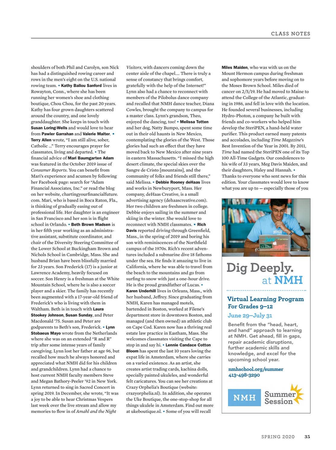 NMH Class Notes 2020 Spring by Northfield Mount Hermon - Issuu