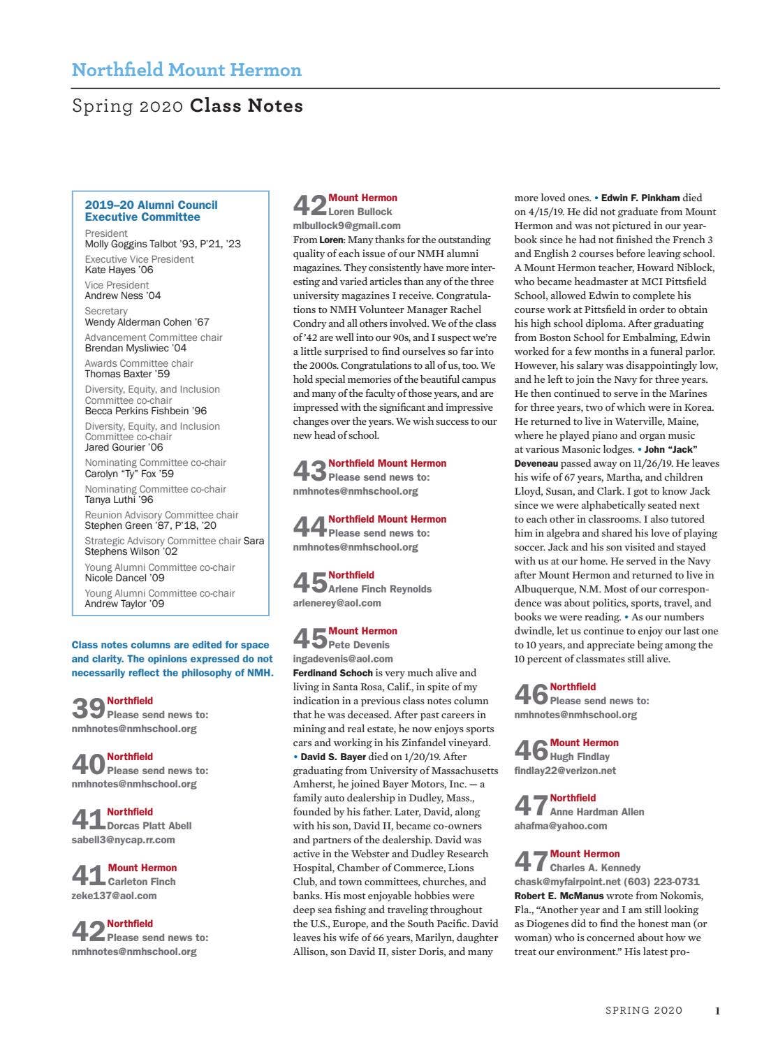 NMH Class Notes 2020 Spring by Northfield Mount Hermon - Issuu