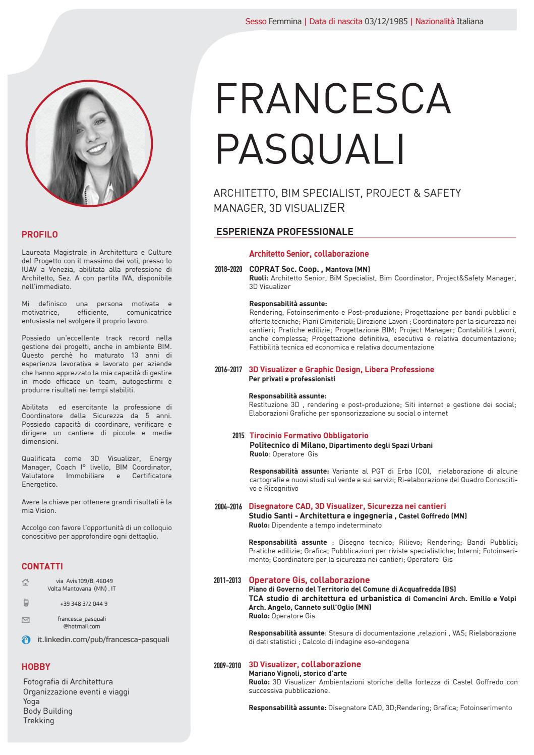 Pasquali Francesca Architect CV 2020 by Francesca Pasquali - Issuu