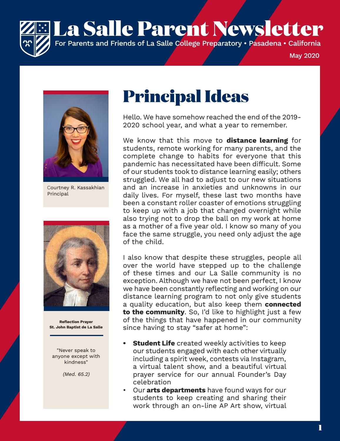 May 2020 Parent Newsletter by La Salle College Preparatory - Issuu