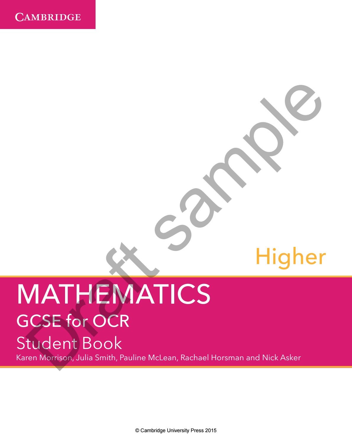 GCSE Mathematics for OCR Higher Student Book by Cambridge International ...