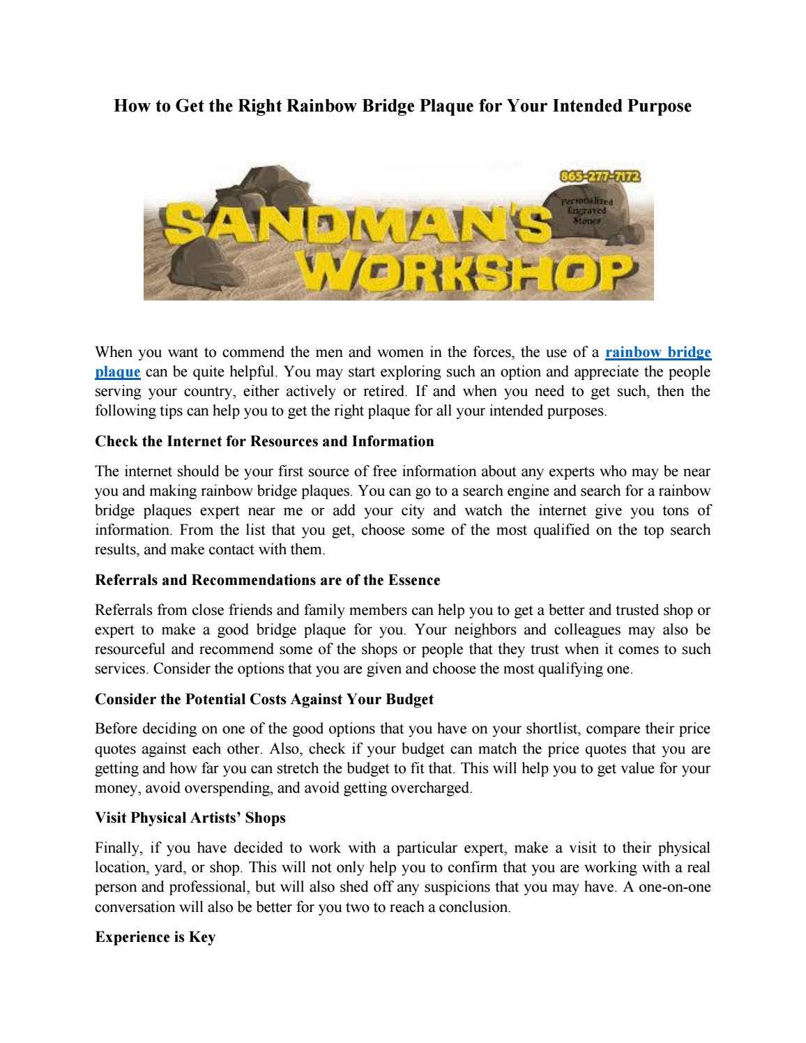 How to Get the Right Rainbow Bridge Plaque for Your Intended Purpose by ...