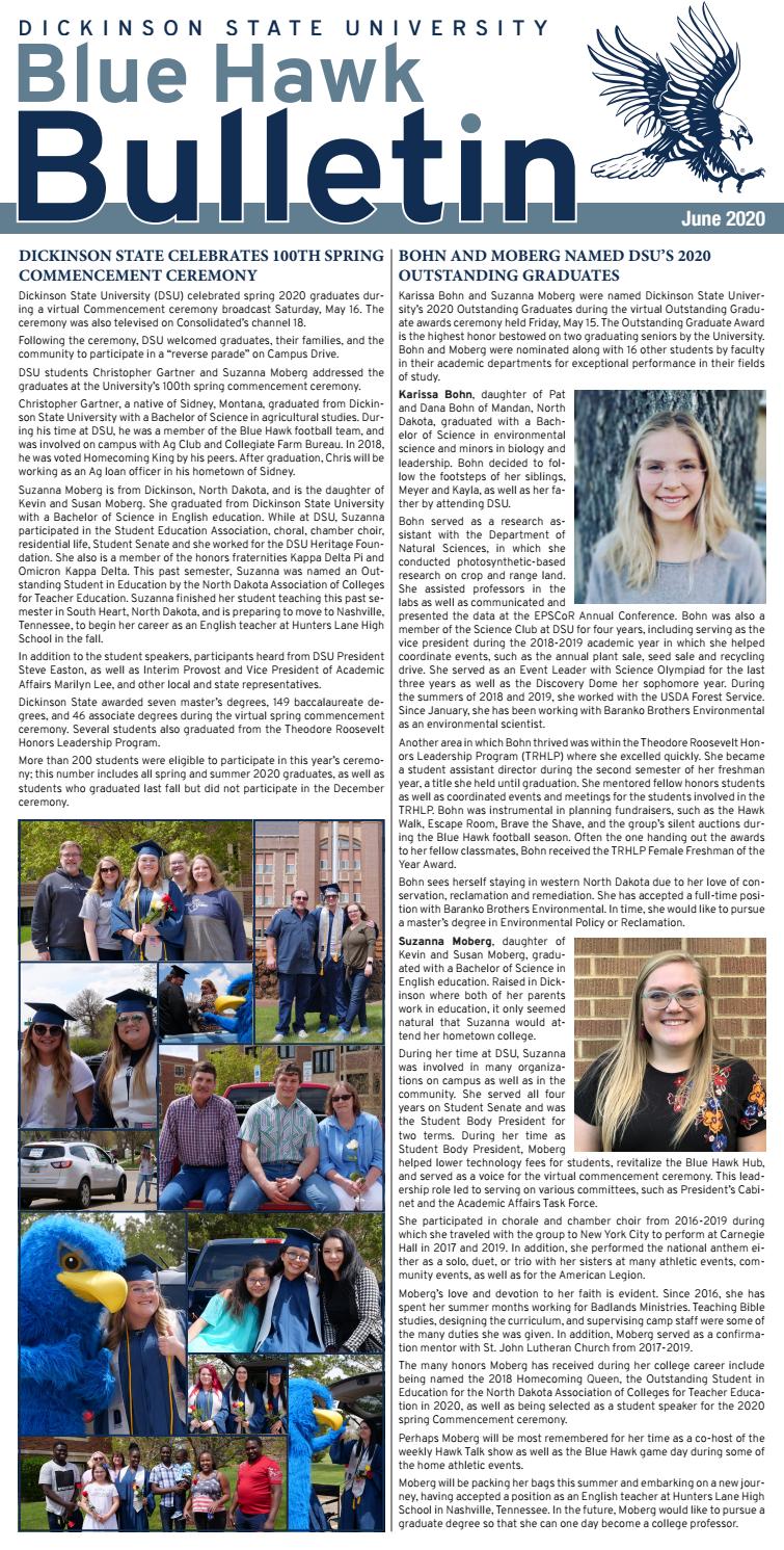 Blue Hawk Bulletin June 2020 by Dickinson State University - Issuu
