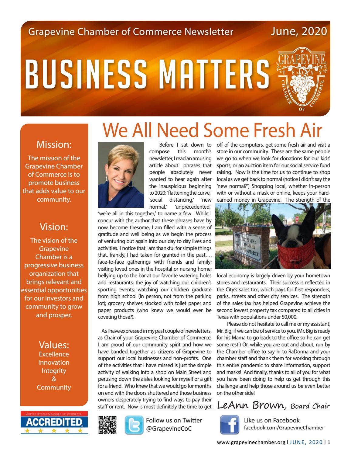 Grapevine Chamber June 2020 Newsletter by Grapevine Chamber of Commerce ...