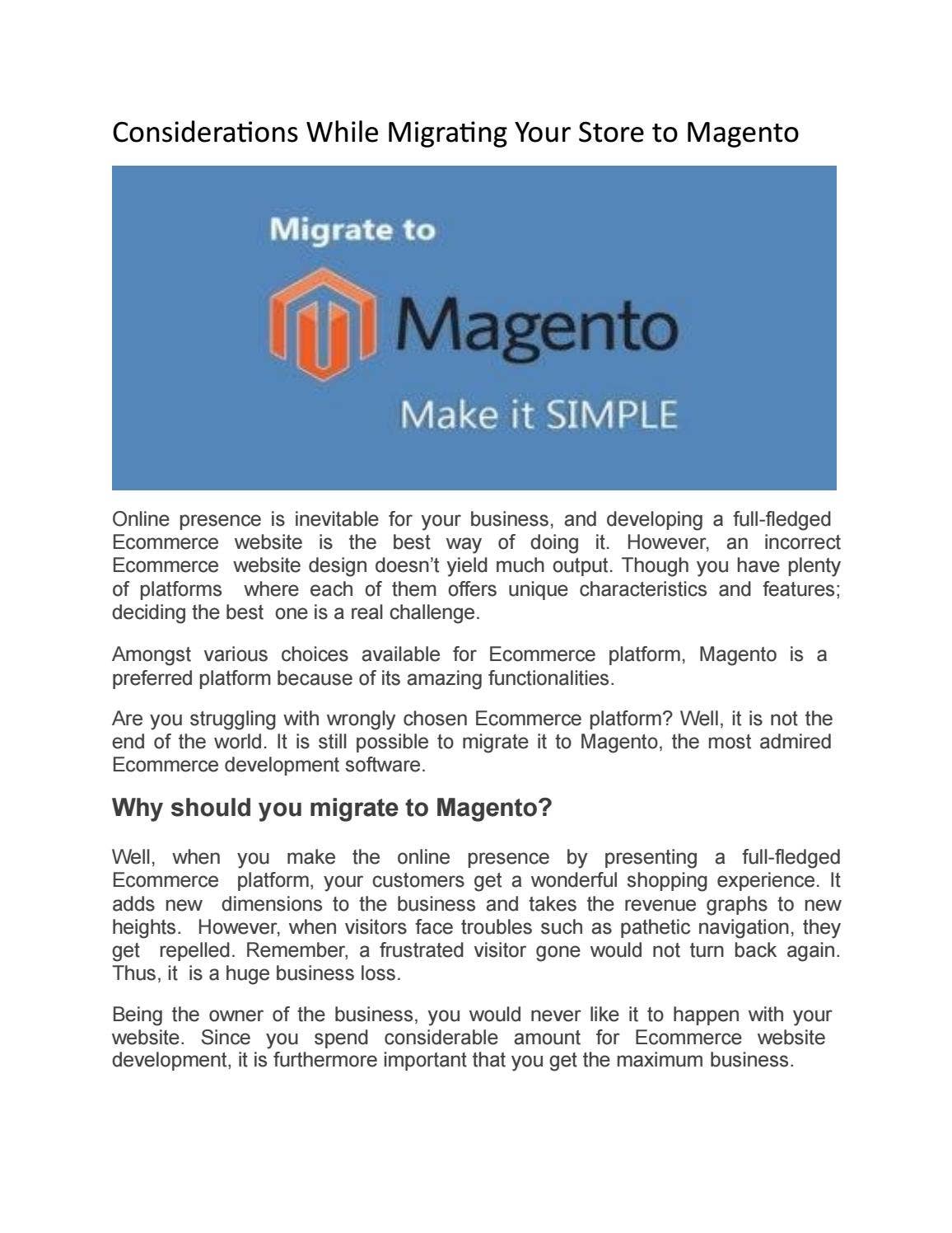 Considerations While Migrating Your Store to Magento by Technology News ... Considerations While Migrating Your Store to Magento by Technology News ...