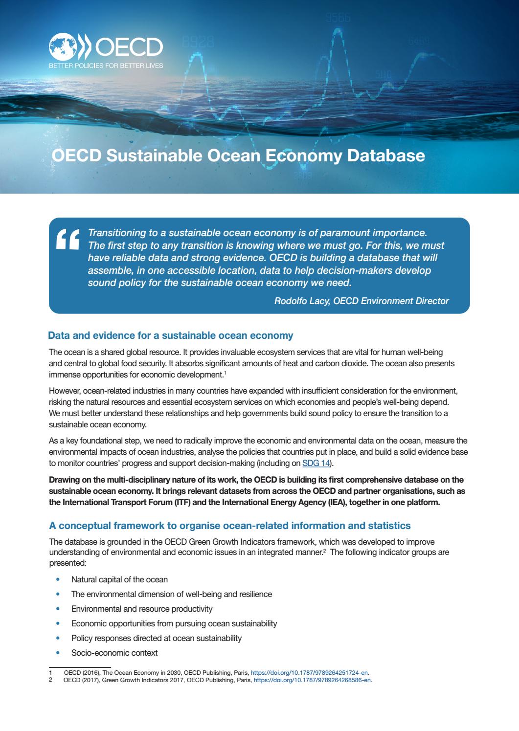 Flyer: OECD Sustainable Ocean Economy Database by OECD - Issuu