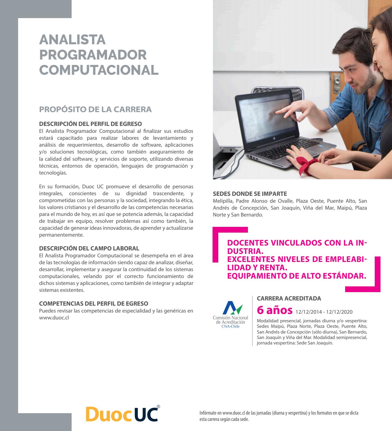 Analista Programador Computacional by Duoc UC - Issuu