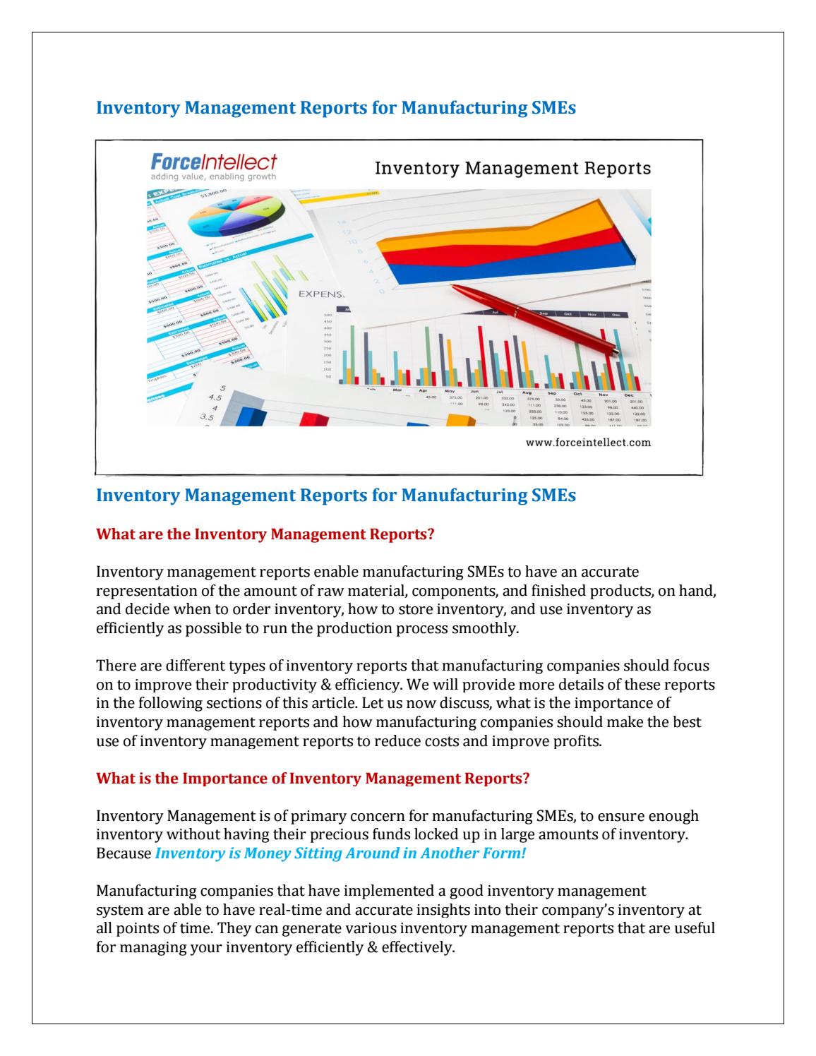 Inventory Management Reports for Manufacturing SMEs by Force Intellect ...