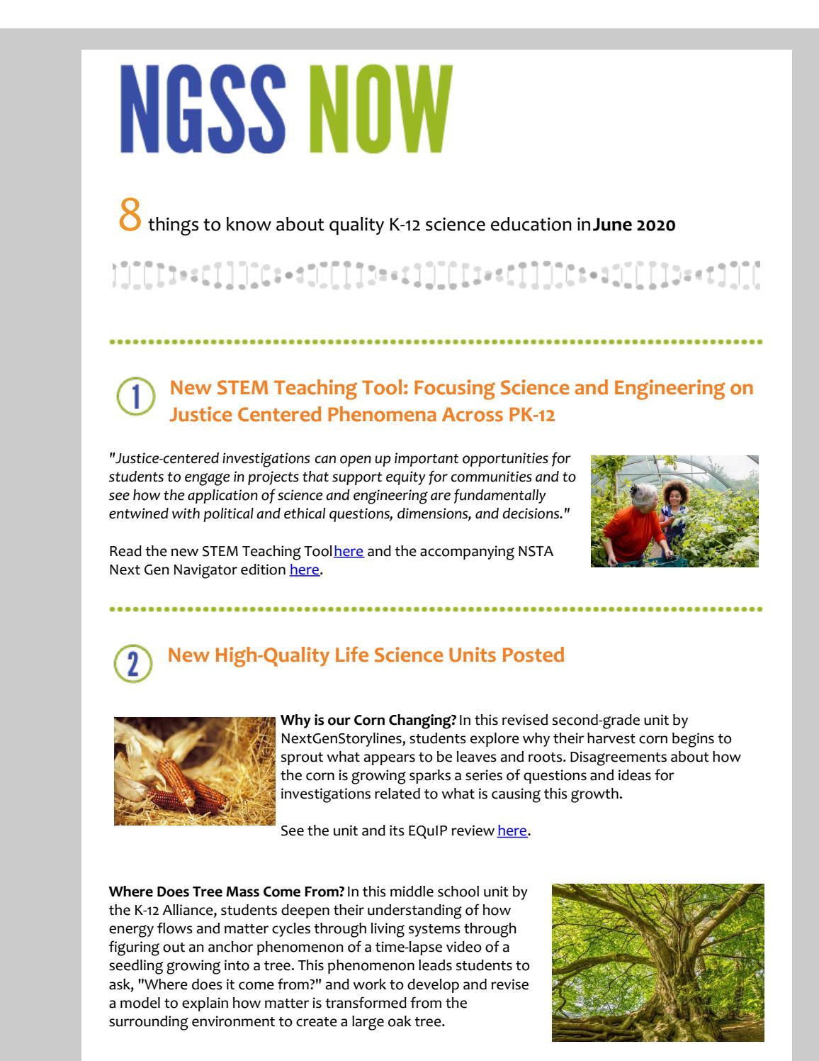 June 2020 NGSS Now Newsletter by NextGenScience - Issuu