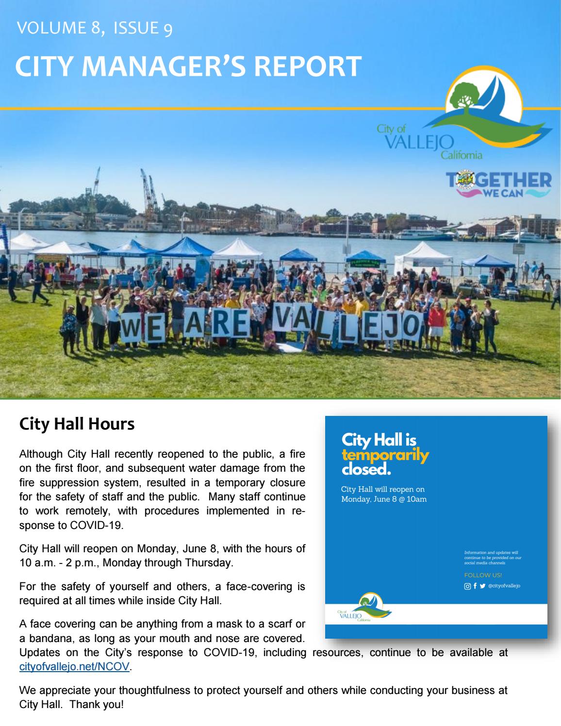 City Manager's Report | Volume 8, Issue 9 by cityofvallejo - Issuu