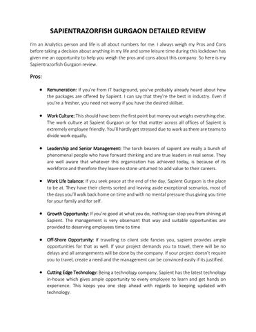 Sapientrazorfish Gurgaon Review by davidvergis - Issuu