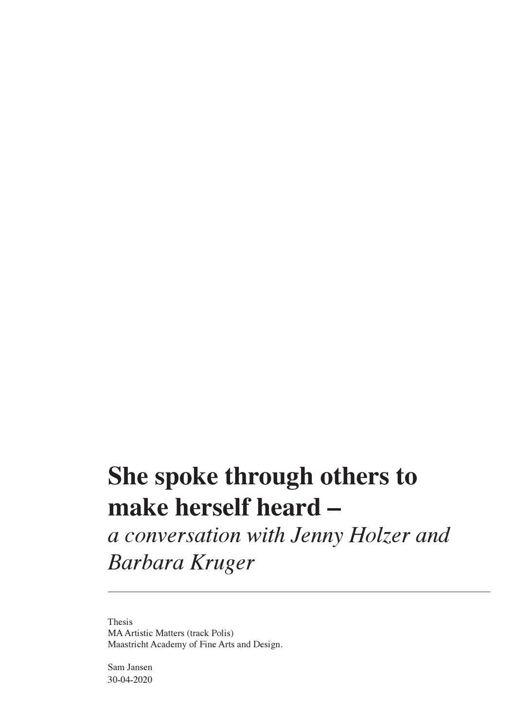 She spoke through others to make herself heard – a conversation with ...