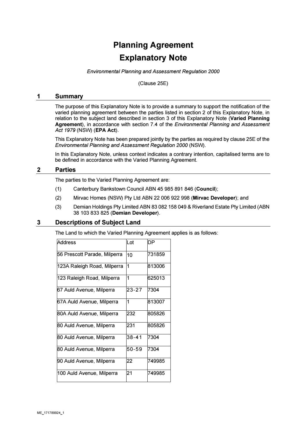 2020 - Draft Deed of Variation and Explanatory Note by cbcity - Issuu