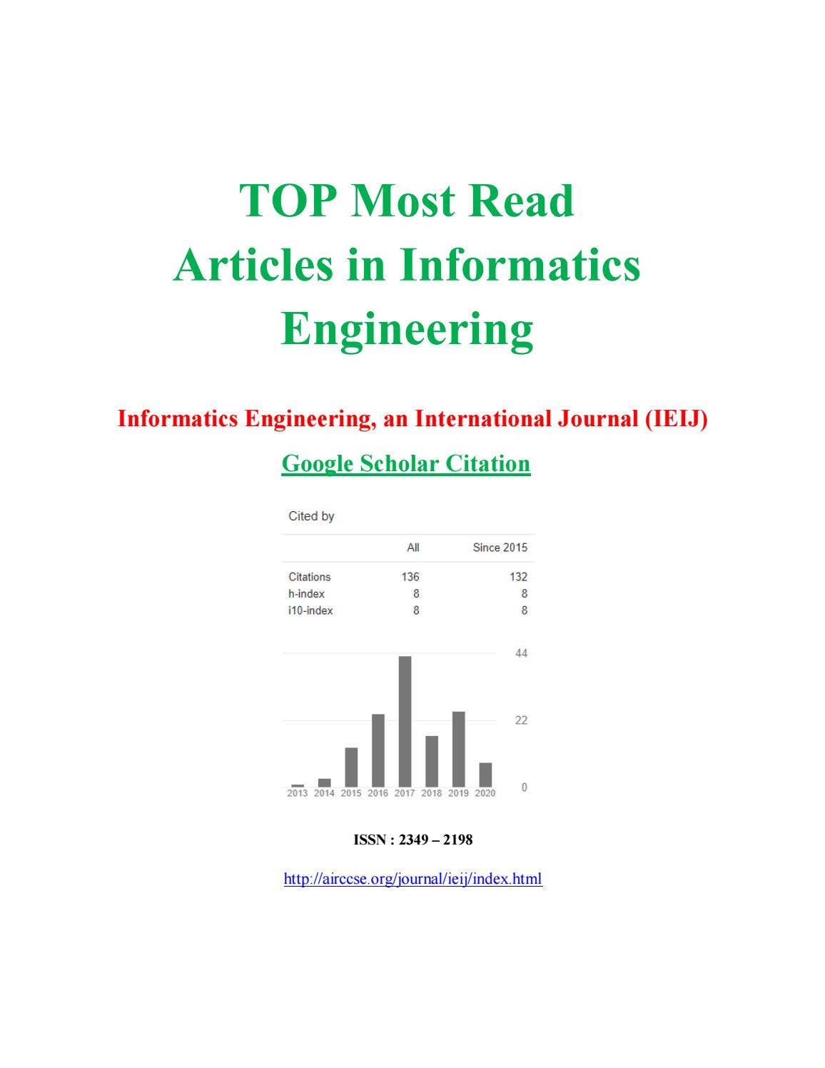 TOP Most Read Articles in Informatics Engineering by ieijjournal - Issuu