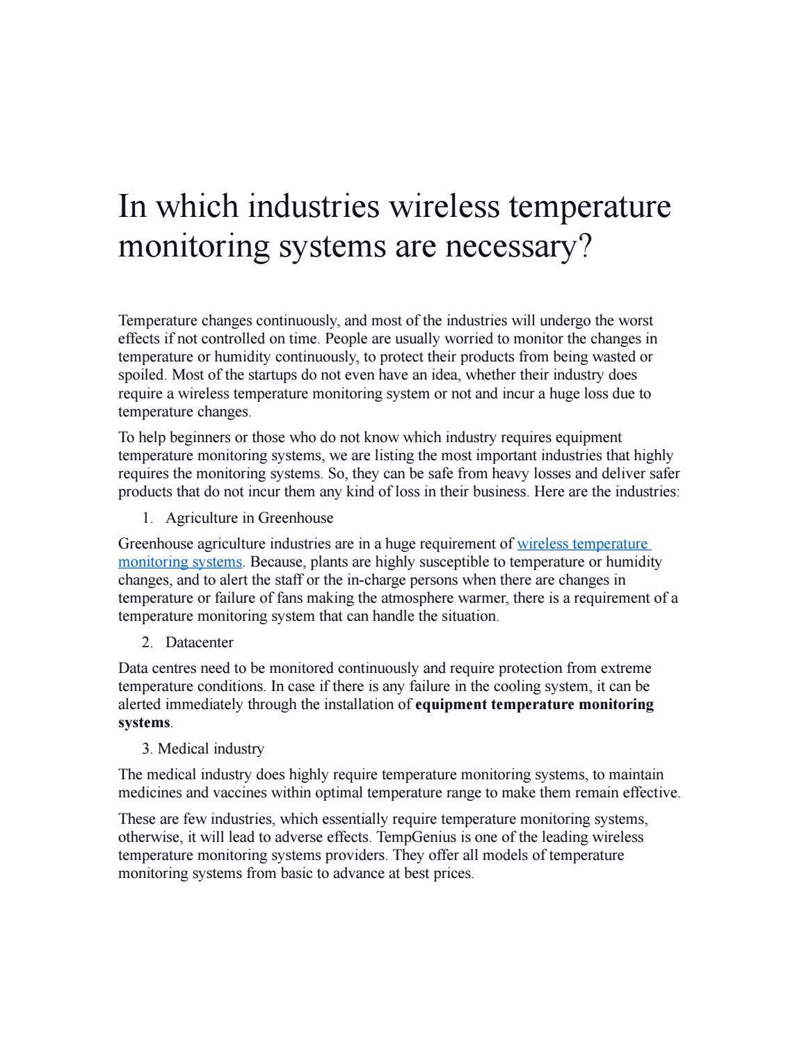 In which industries wireless temperature monitoring systems are ...