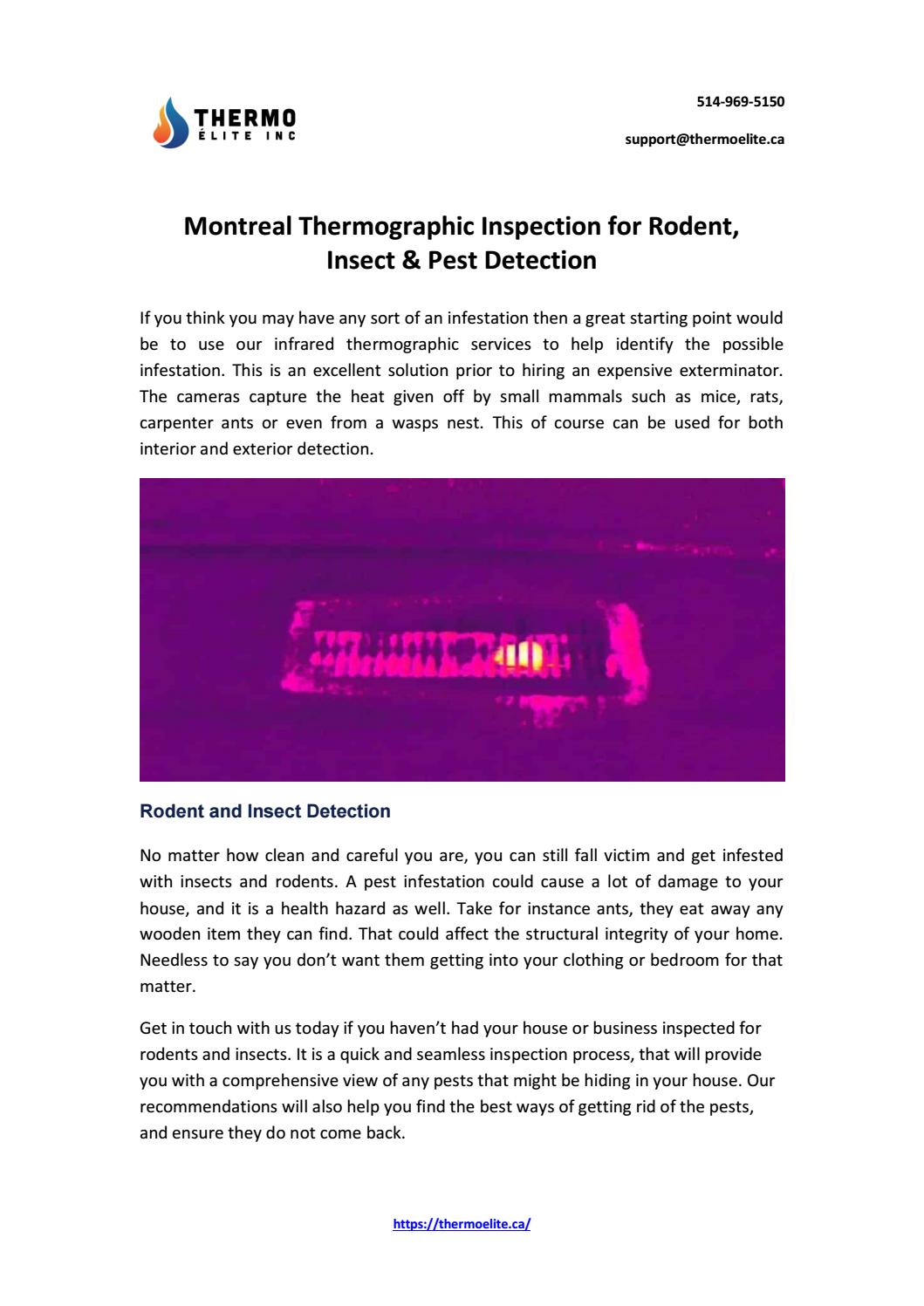 Montreal Thermographic Inspection for Rodent, Insect & Pest Detection ...