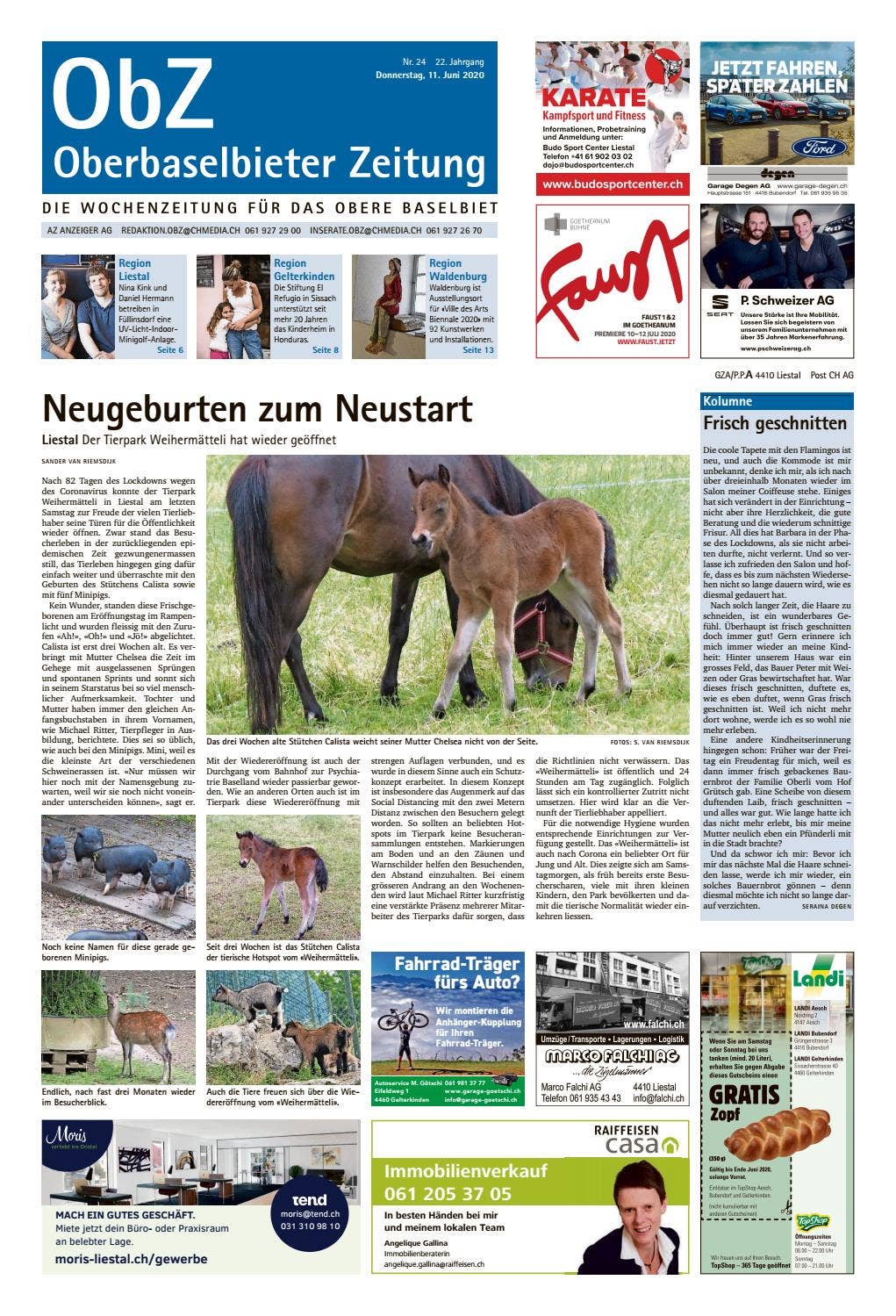 Oberbaselbieter Zeitung vom 11. Juni 2020 by AZ-Anzeiger - Issuu