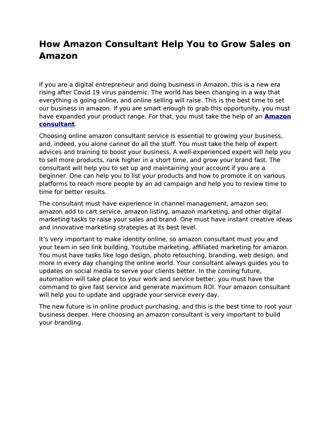 How Amazon Consultant Help You to Grow Sales on Amazon by eStore ...